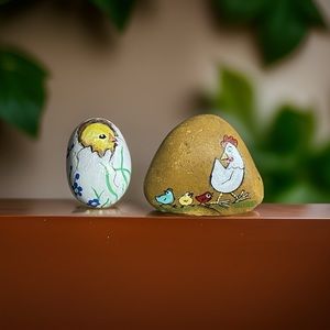 Hand Crafted | Accents | Hand Crafted Painted Chick Cracked Egg Rock ...